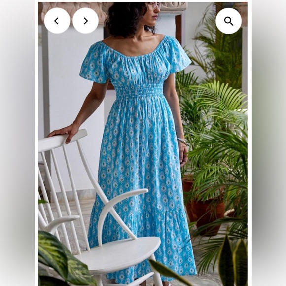 Pink City Prints | Dresses | Spanish Rah Rah Maxi Dress In Cool Ikat ...